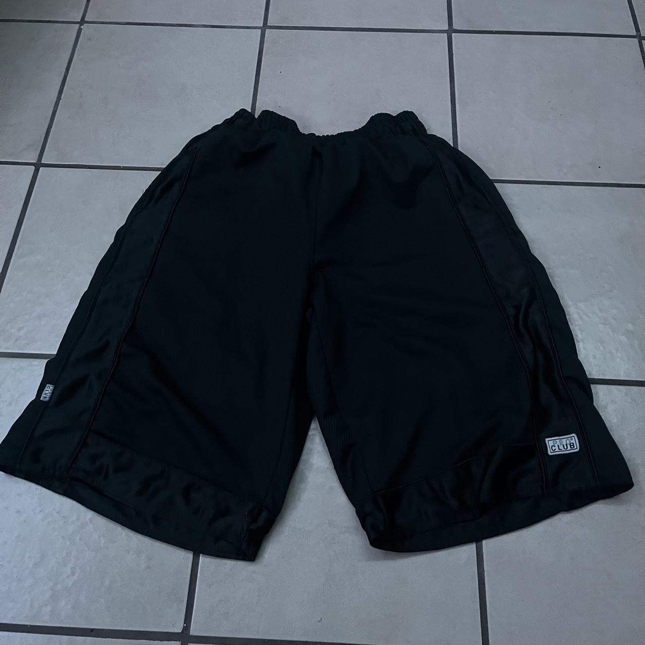 black baggy pro club shorts size small missing... | Depop