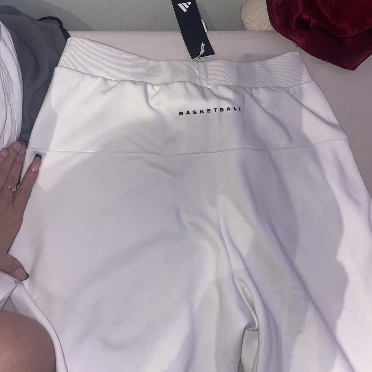 Unisex Adidas basketball baggy white trackies Size... - Depop