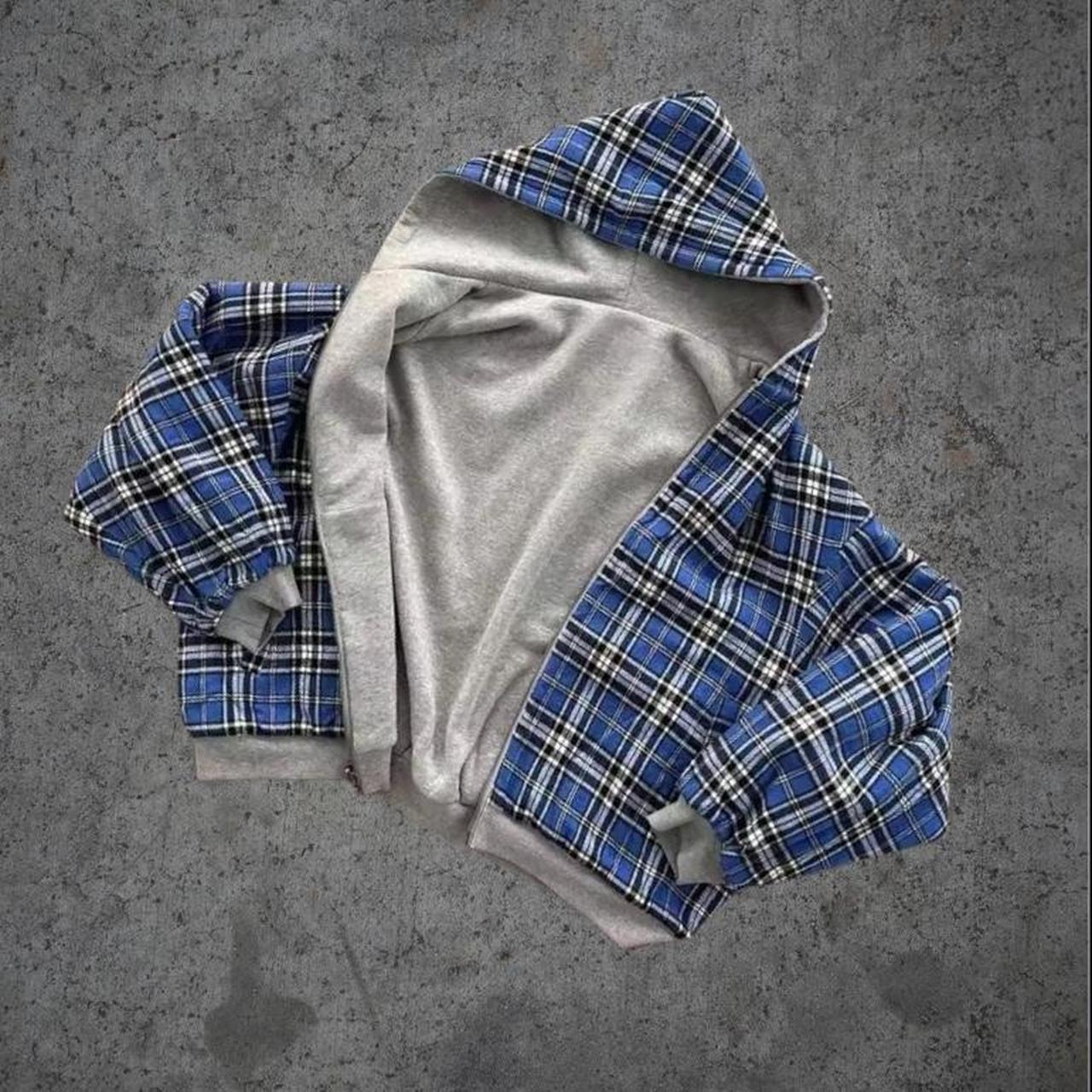 Grey Casual Spring Oversized Reversible Hoodies... | Depop