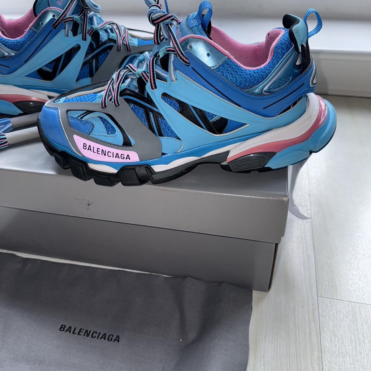 Balenciaga Blue Pink Track Runners Vegan... - Depop