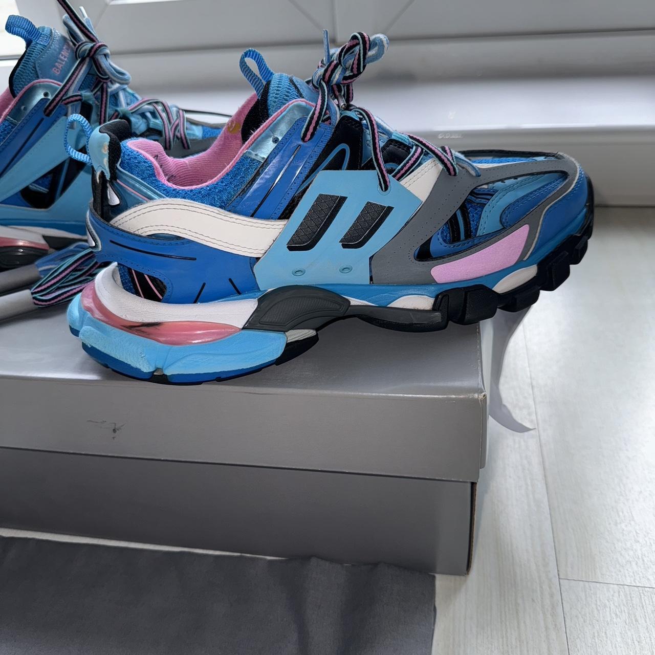 Balenciaga Blue Pink Track Runners Vegan... - Depop