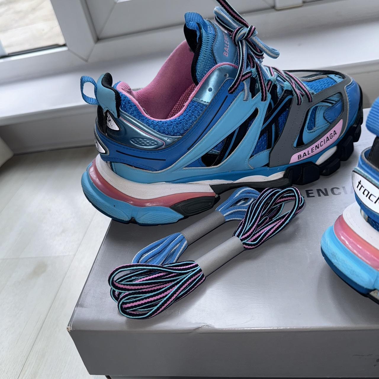 Balenciaga Blue Pink Track Runners Vegan... - Depop