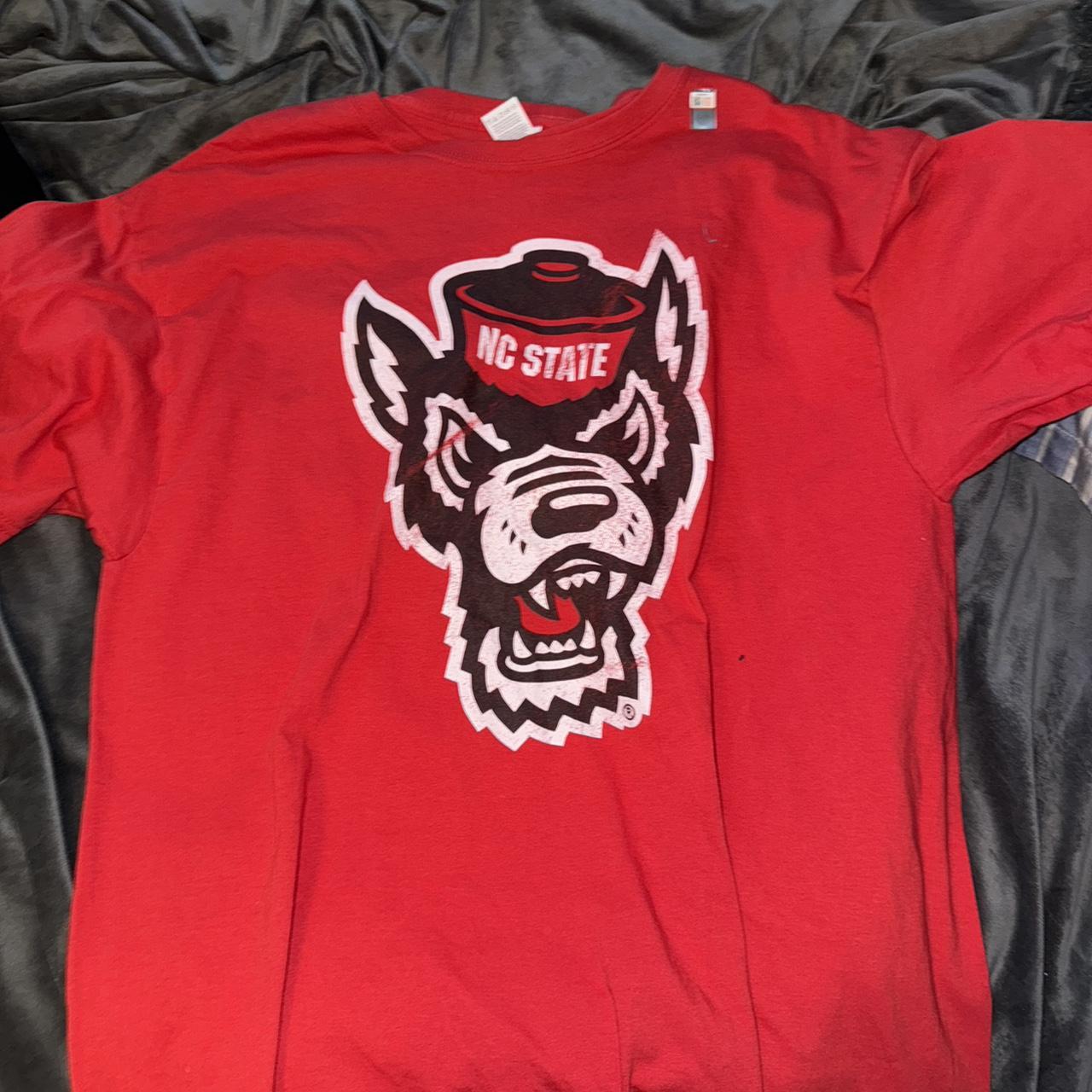 NC State red and white graphic tee #Wolfpack - Depop
