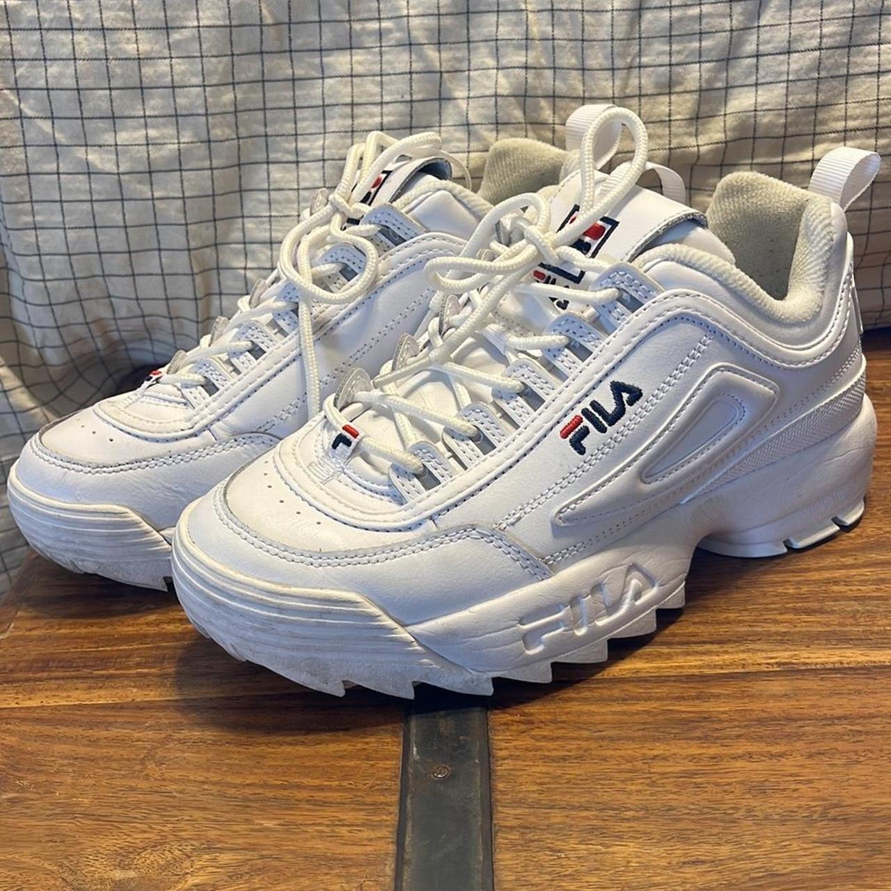 Chunky white FILA lugged sneakers. Size 7. Very... - Depop