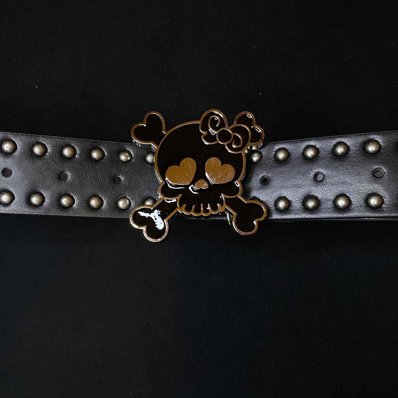 41.3in Black studded monster high belt with skull... - Depop