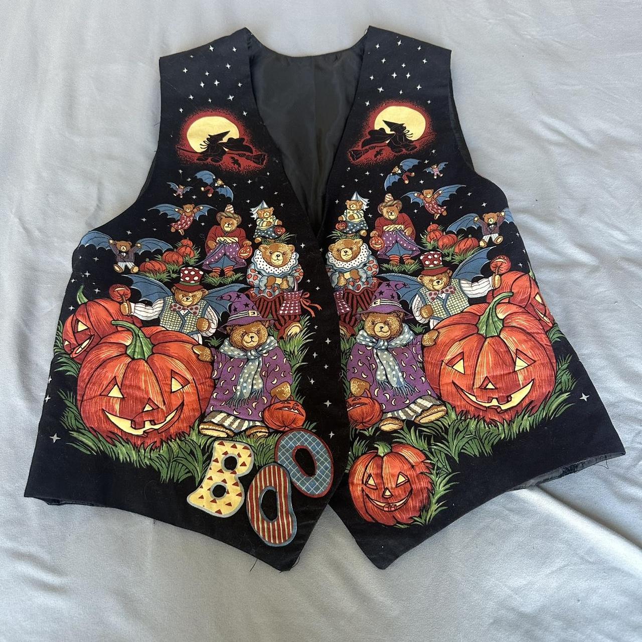 Vintage 90s Halloween Vest One Size Colorful Spooky... - Depop