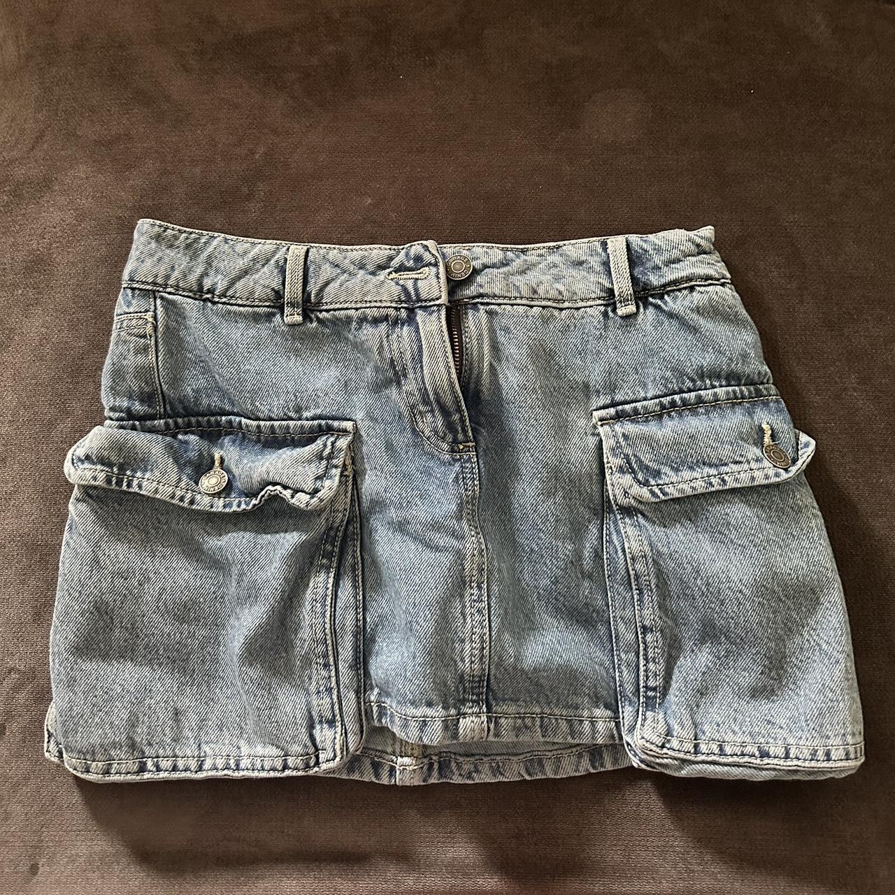 Garage denim cargo mini skort! -built in shorts... - Depop