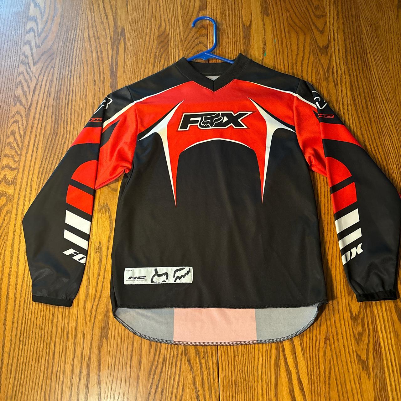 Fox Racing black and red motocross jersey grease on... - Depop