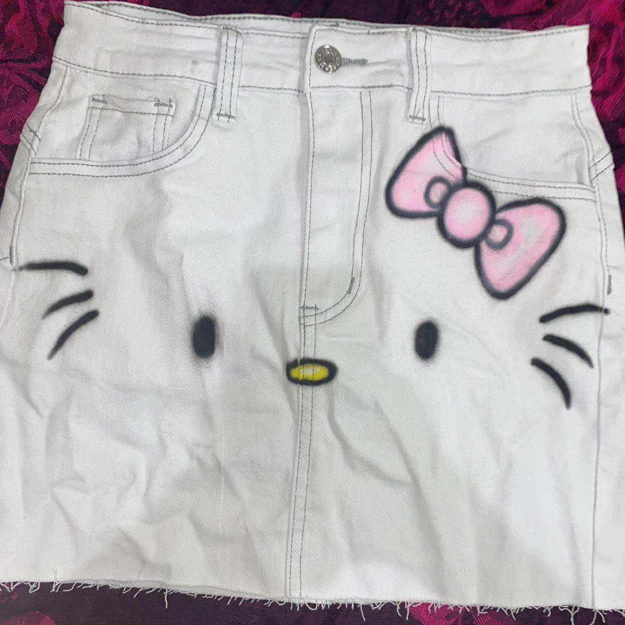 XS hello kitty airbrushed skirt custom... - Depop