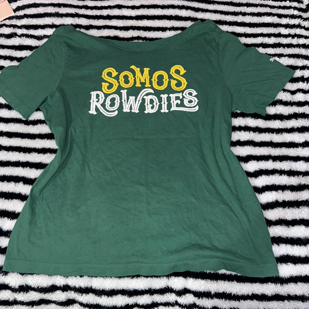 puma green and yellow Somos Rowdies shirt, with a... | Depop