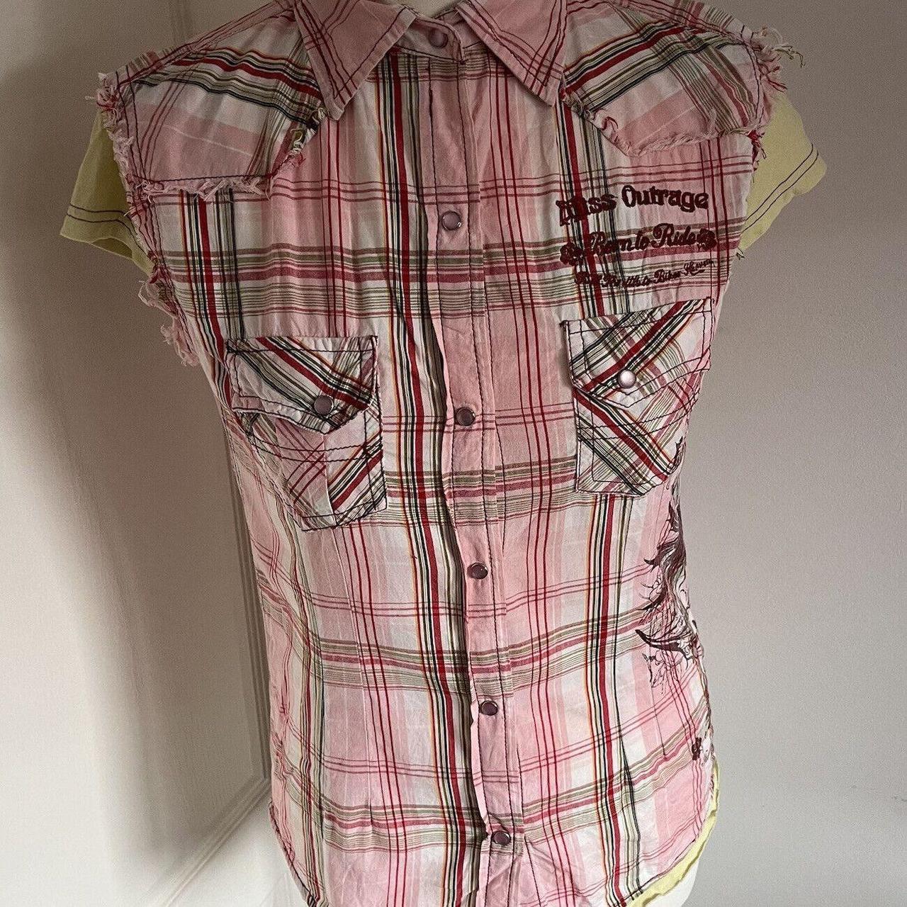 Miss Outrage Pink Check Y2K Western Cowboy Style... - Depop