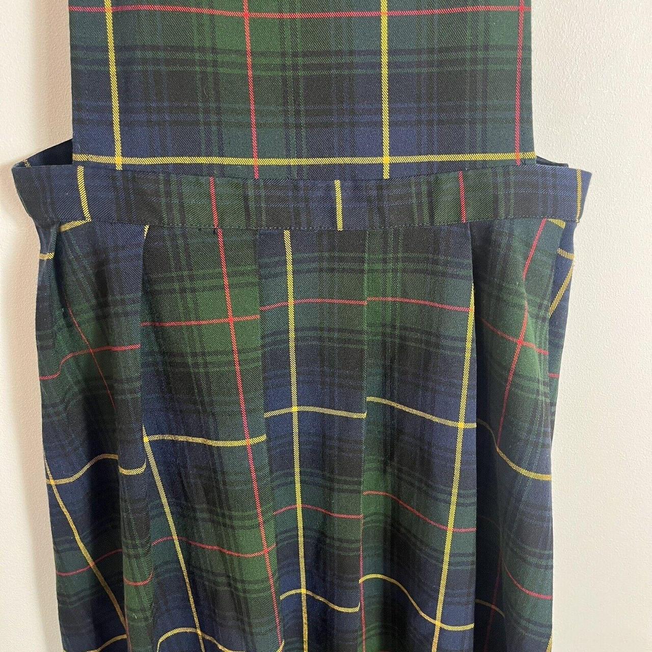 Monki Green Tartan Pleated Pinafore Mini... - Depop