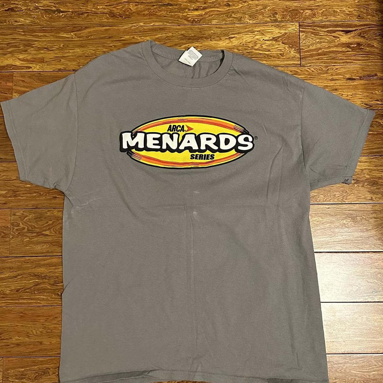 Gray, Menards Graphic Tee, Size L Accepting Offers $ - Depop
