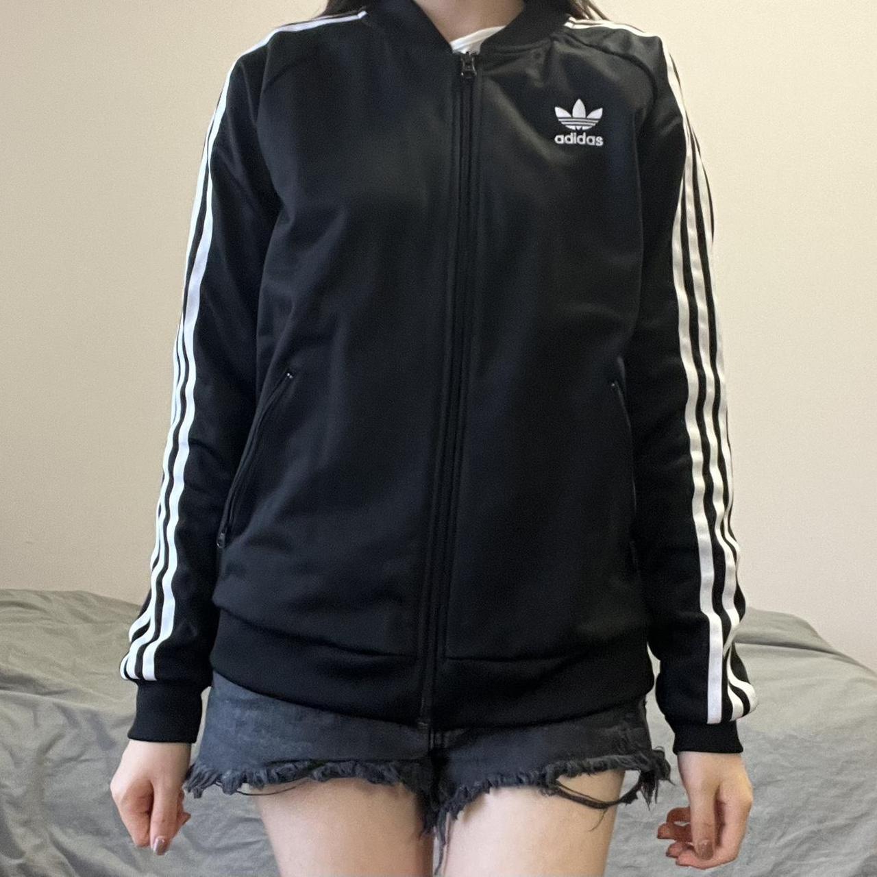 Adidas black and white track jacket 🖤 fits like size... - Depop