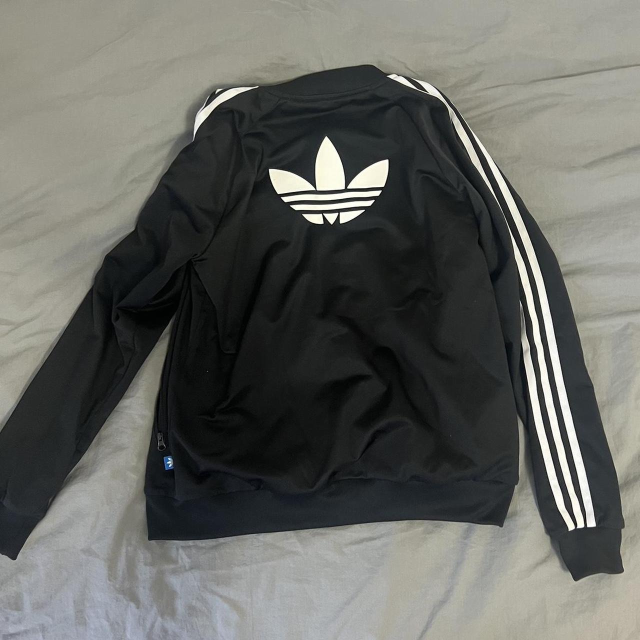 Adidas black and white track jacket 🖤 fits like size... - Depop