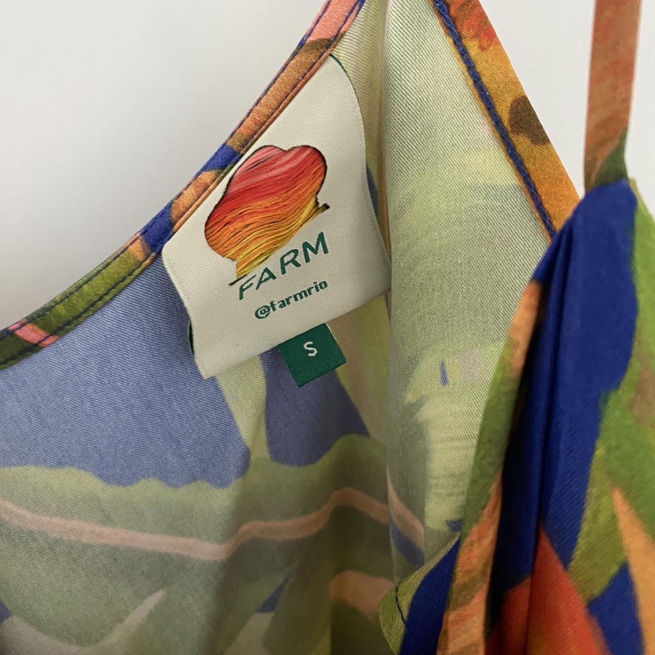 Farm Rio Banana Forest Mini Satin Dress Small... - Depop