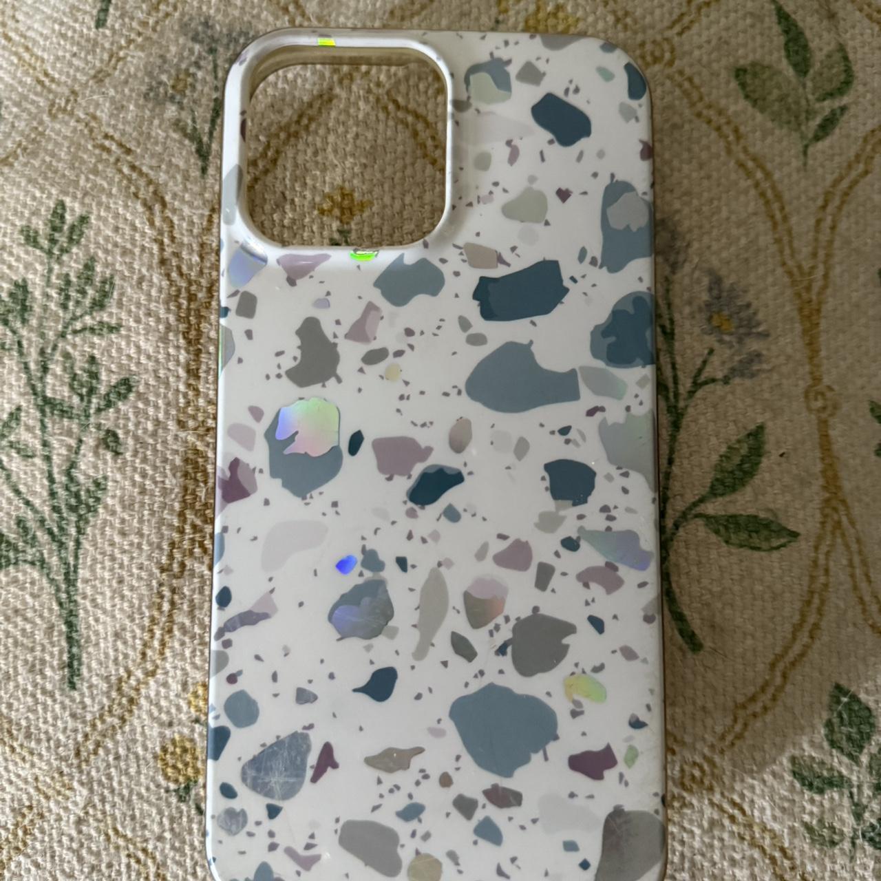 White and blue marble phone case for iPhone 12 pro... | Depop