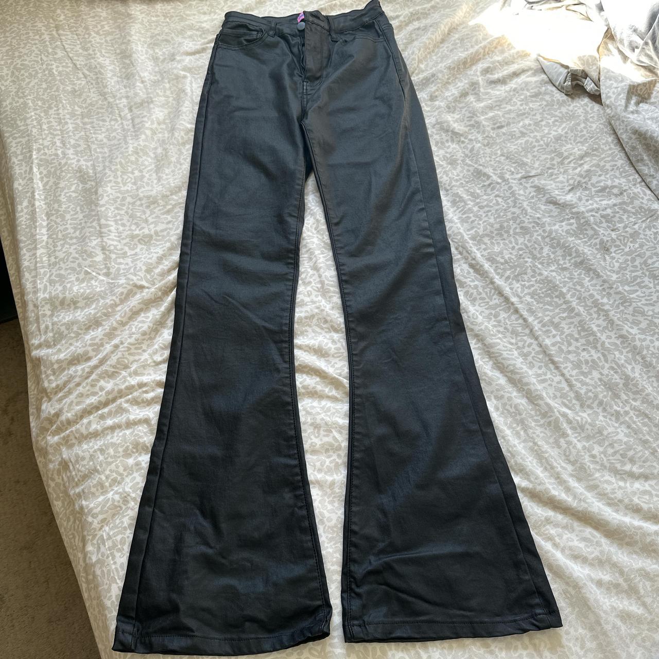 Black leather Edikted Pants - Depop