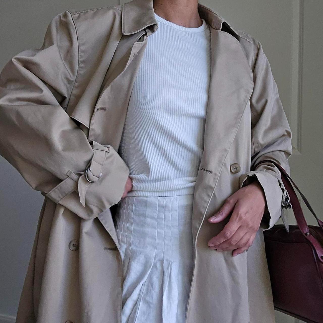 Tan London Fog trench coat with a classic, preppy... | Depop