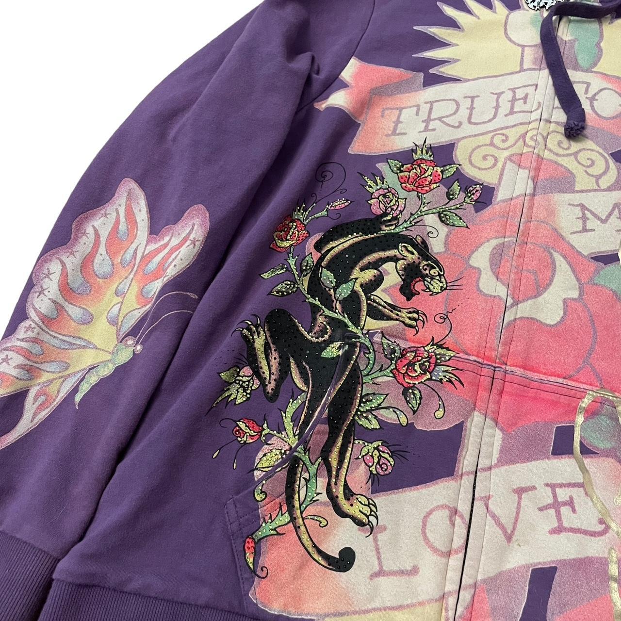 Ed hardy y2k glam zip up hoodie Size: medium - All... - Depop