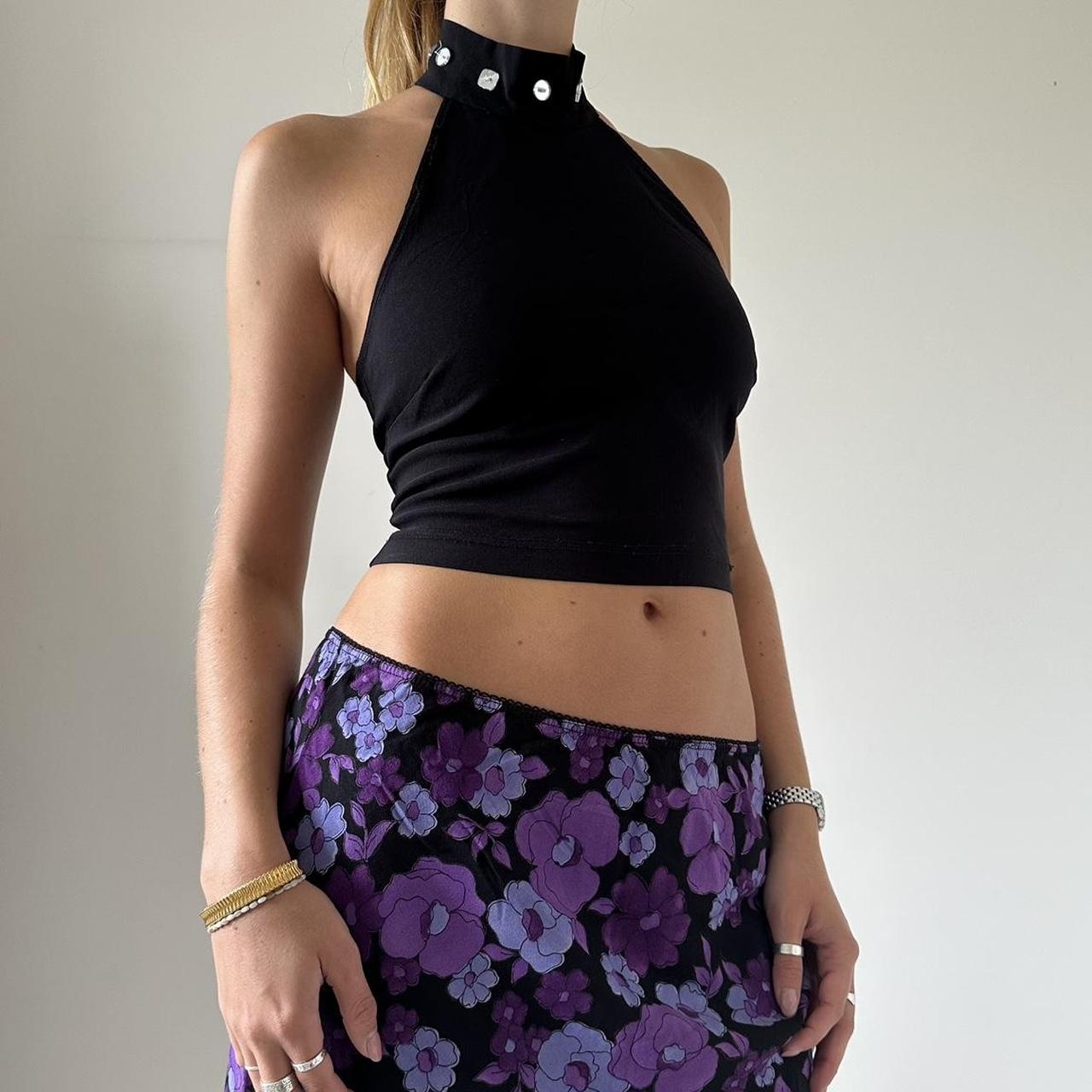 Black y2k party top. Vintage halterneck top with... - Depop