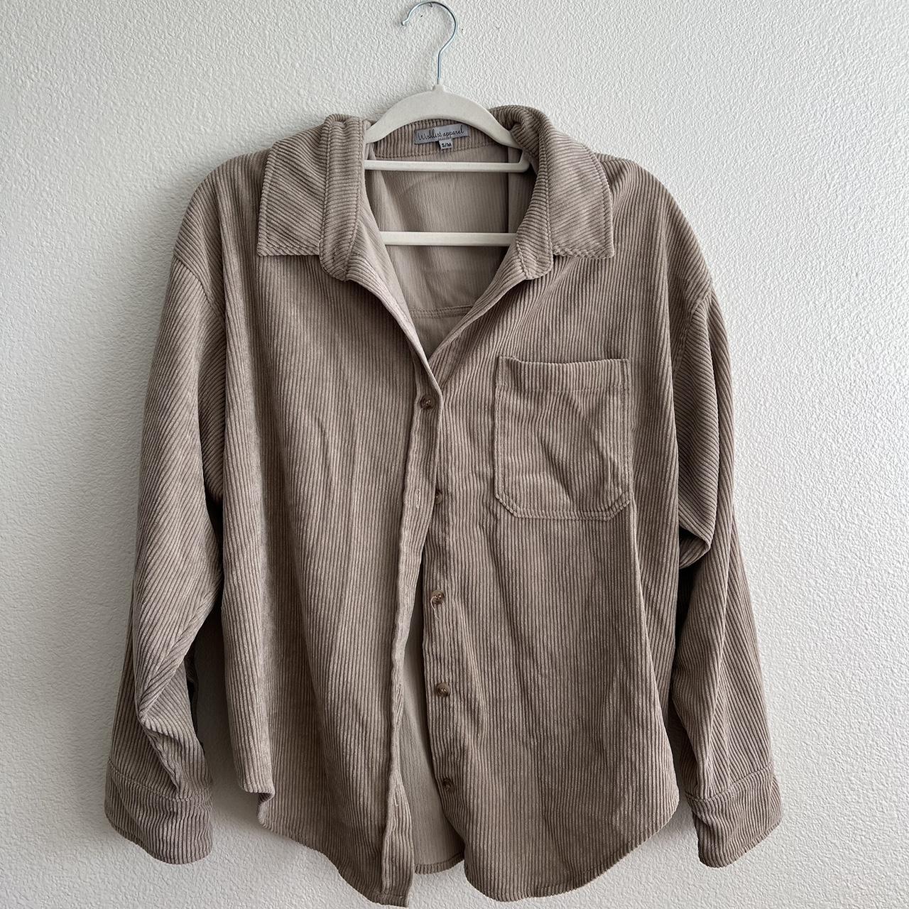 Oversized corduroy tan button up S/M #buttonup - Depop
