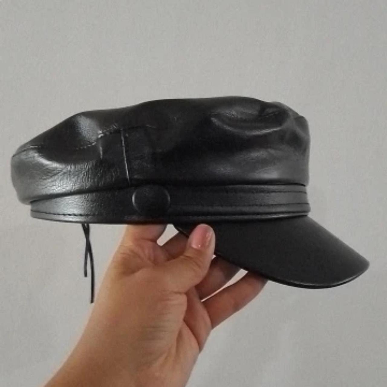 Faux leather conductor hat - Depop