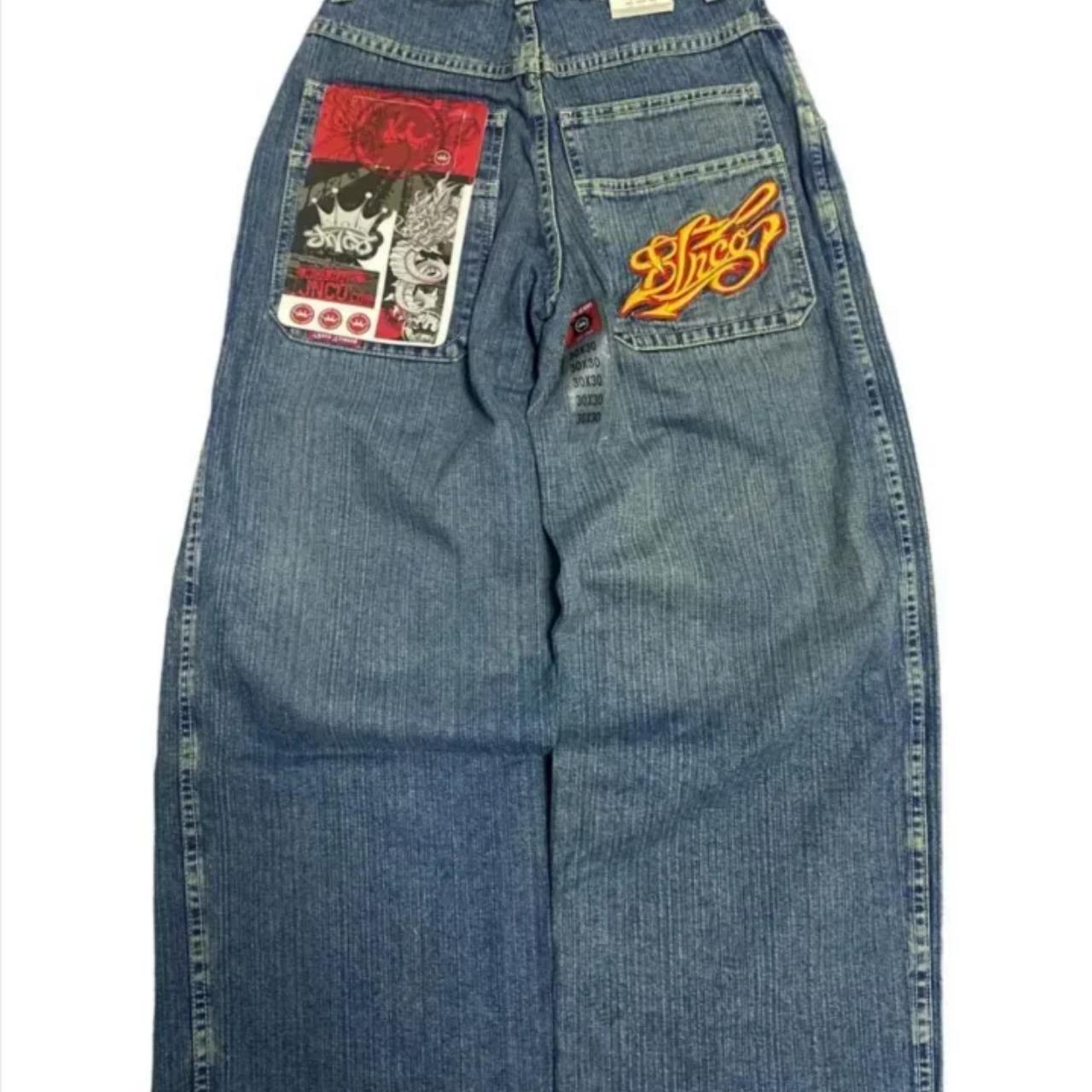 nice jnco jeans with embroidered back... - Depop