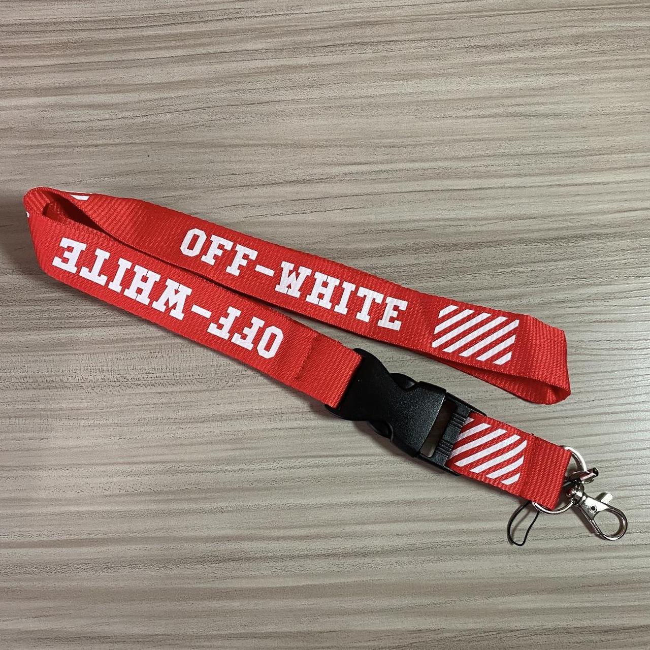Red Off-White Lanyard neck strap - Depop