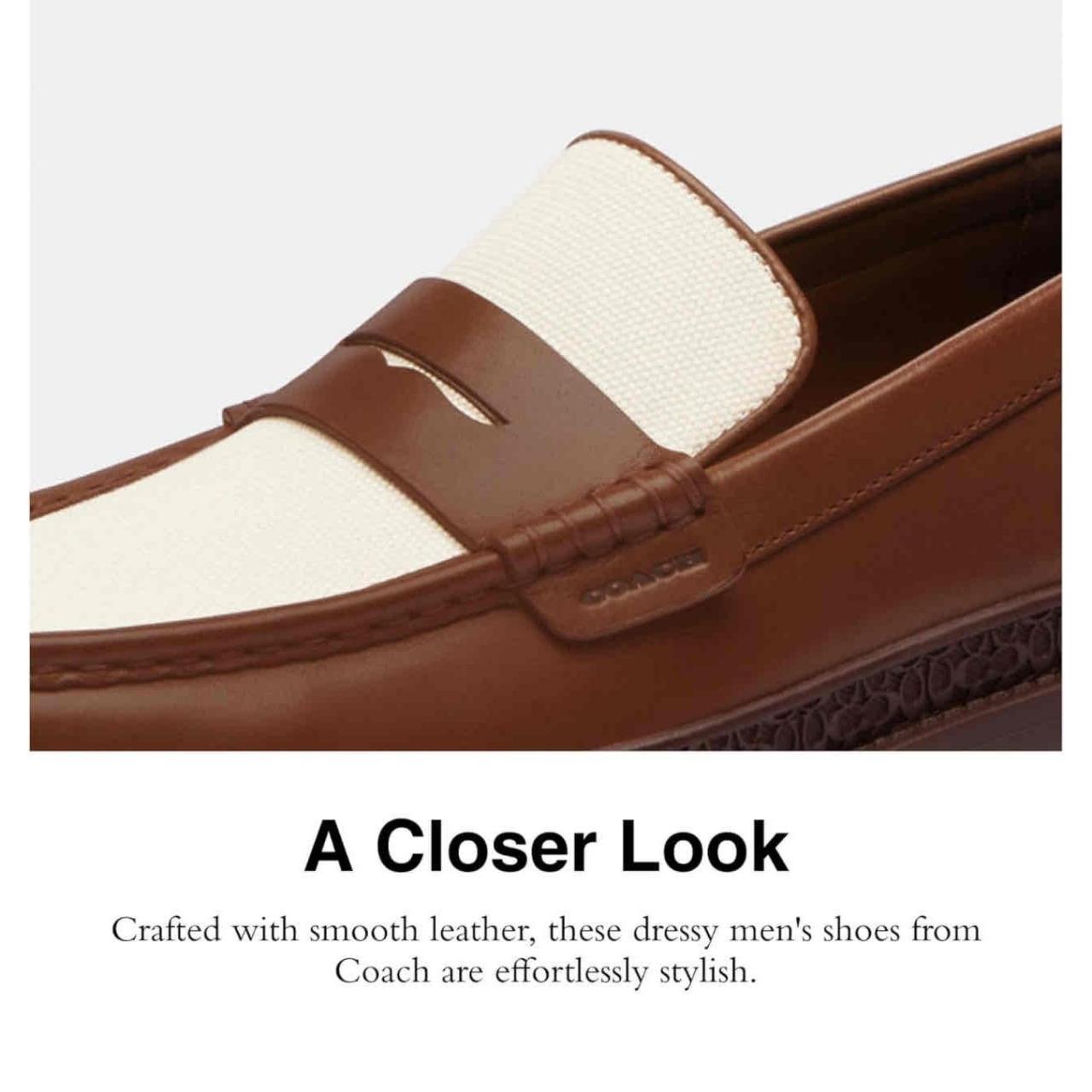 Coach Mens Cooper Loafer Leather & Canvas Size... - Depop