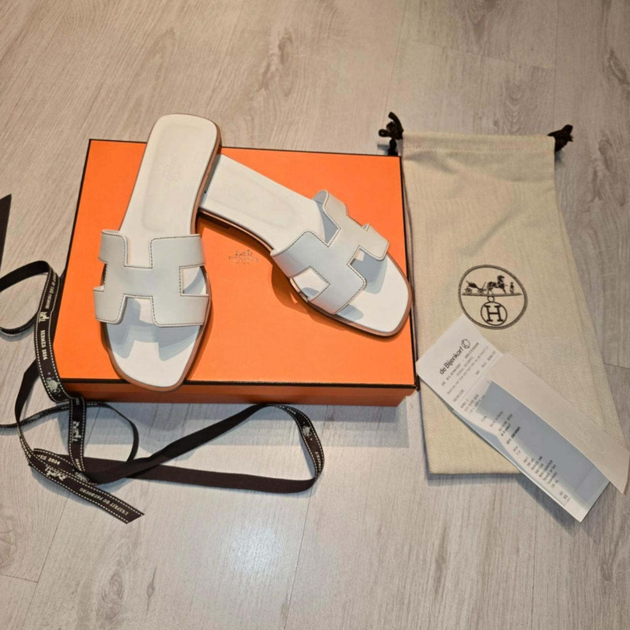 Hermes Slippers White NEW New Hermes Slipper in size... - Depop
