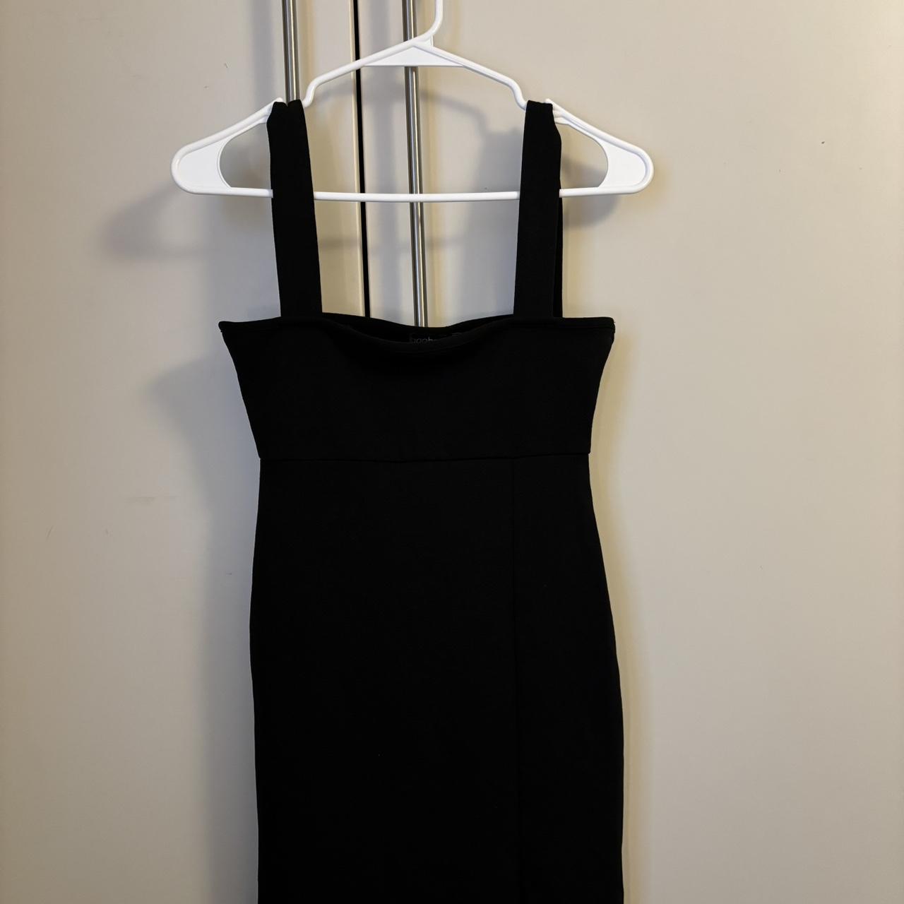NEW Boohoo Black Midi Dress with Slit - Depop