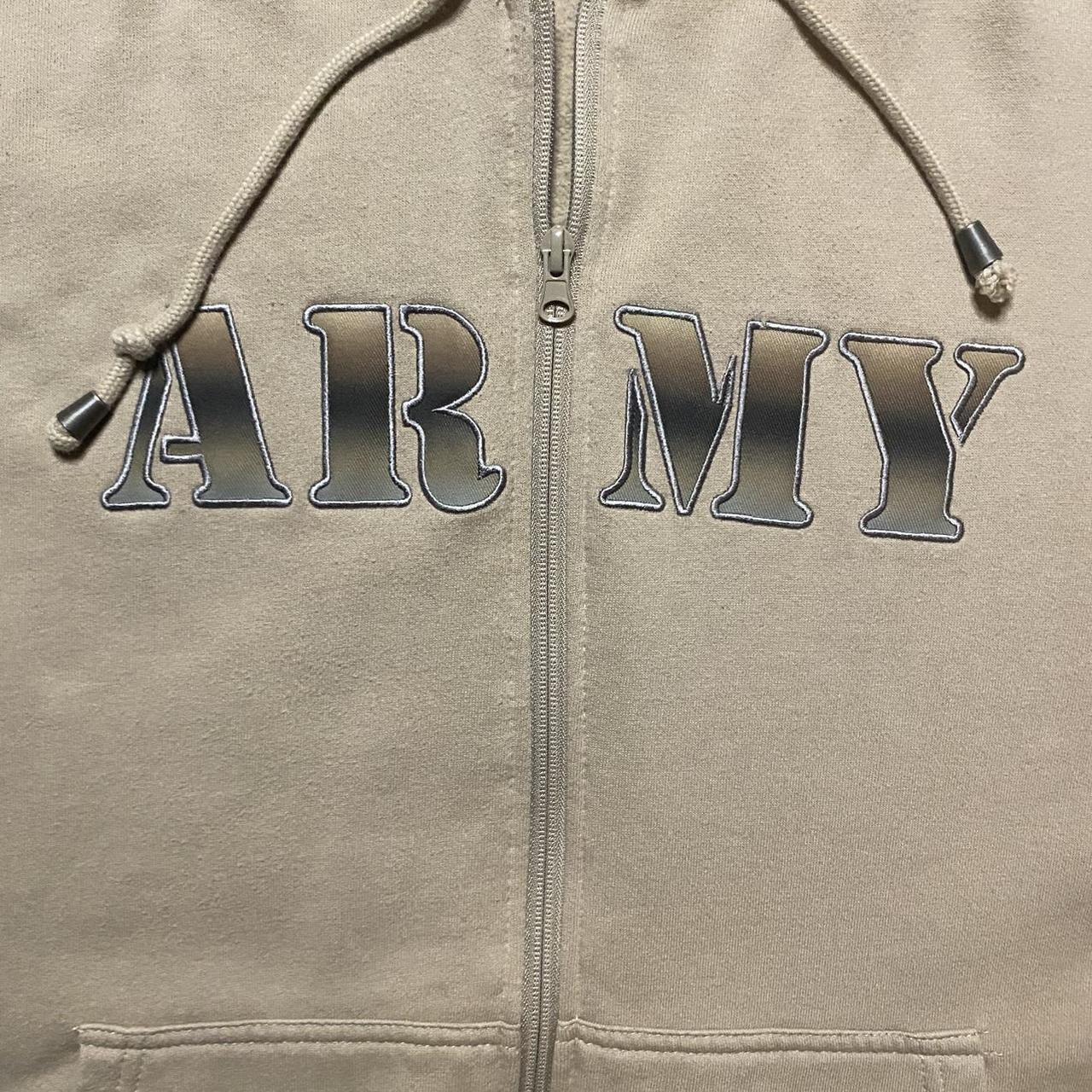VINTAGE U.S ARMY ZIP UP HOODIE Tan and cream... | Depop