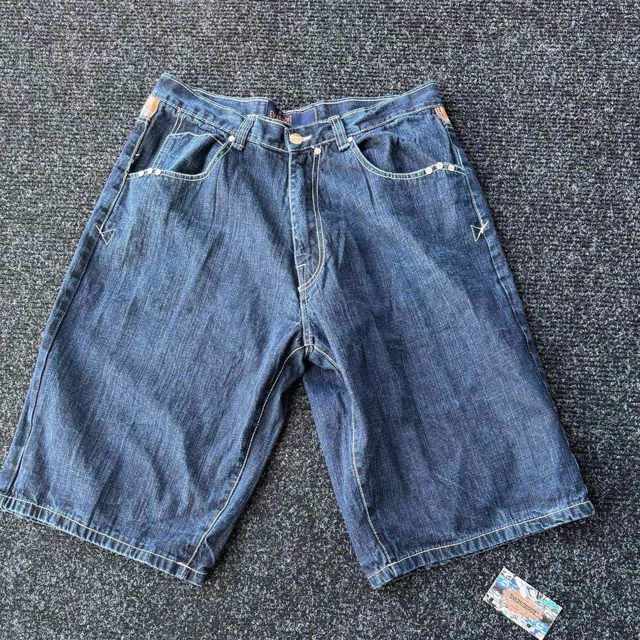 Early 2000s evolution in design jorts with a cool... - Depop