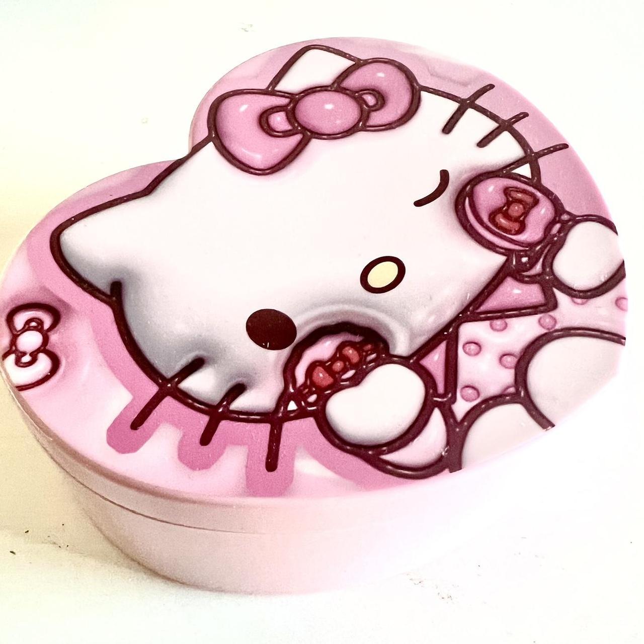 Hello Kitty pink and white heart-shaped trinket box... - Depop