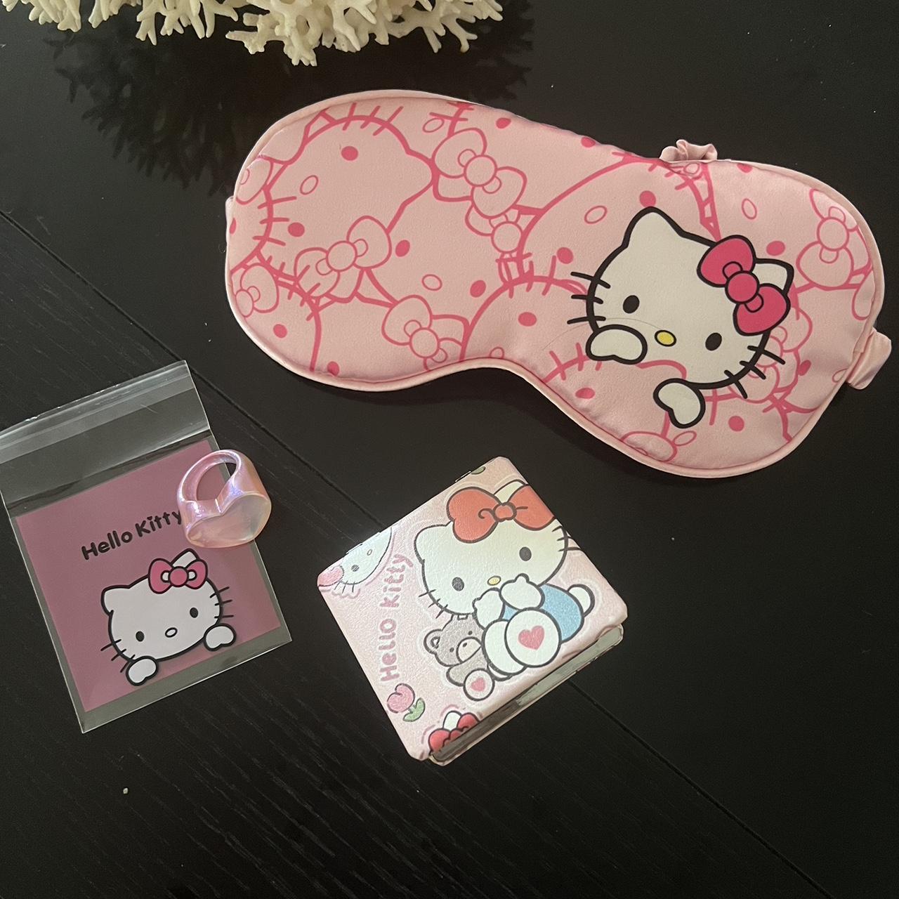 Hello Kitty pink eye mask, Hello Kitty pink compact... | Depop