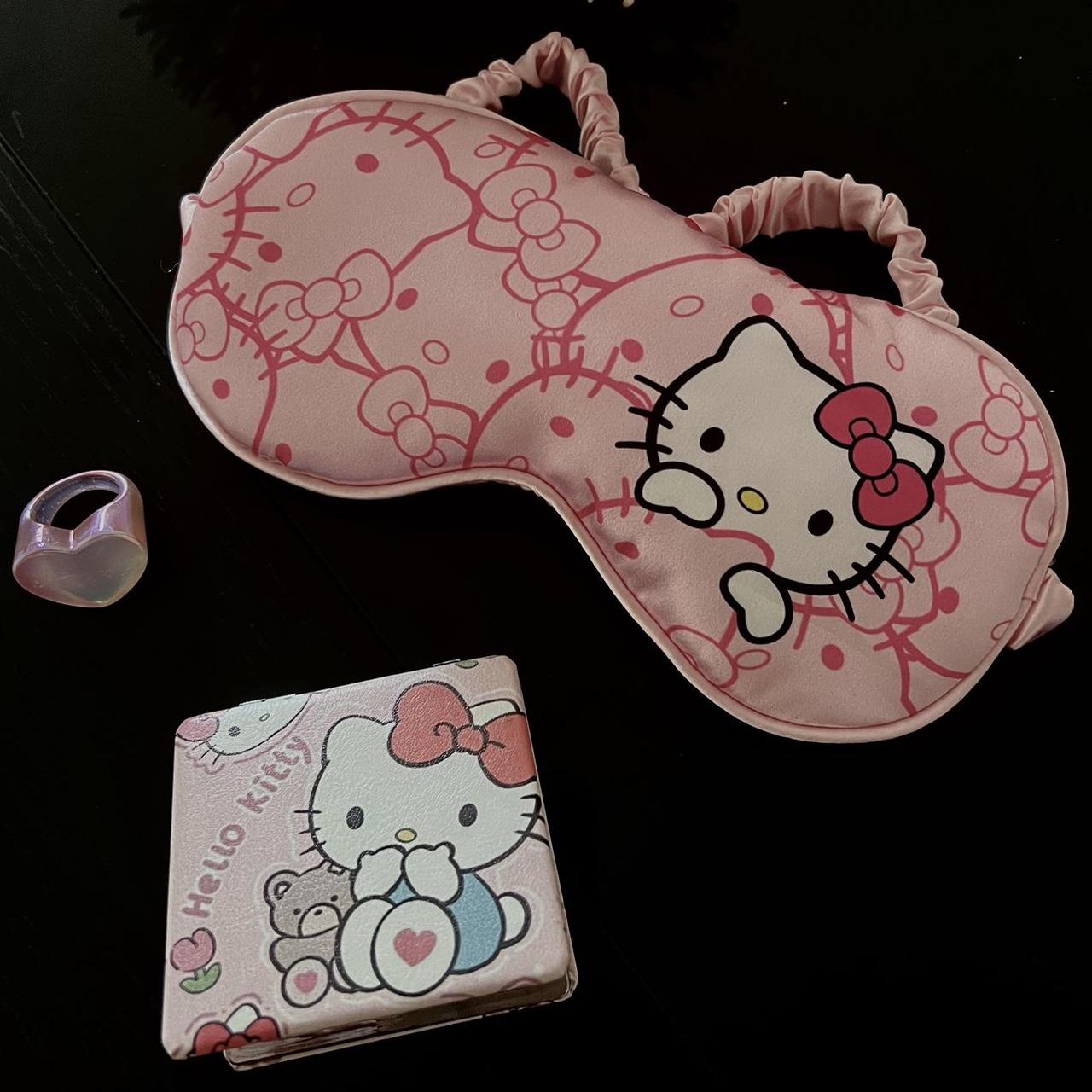 Hello Kitty pink eye mask, Hello Kitty pink compact... | Depop