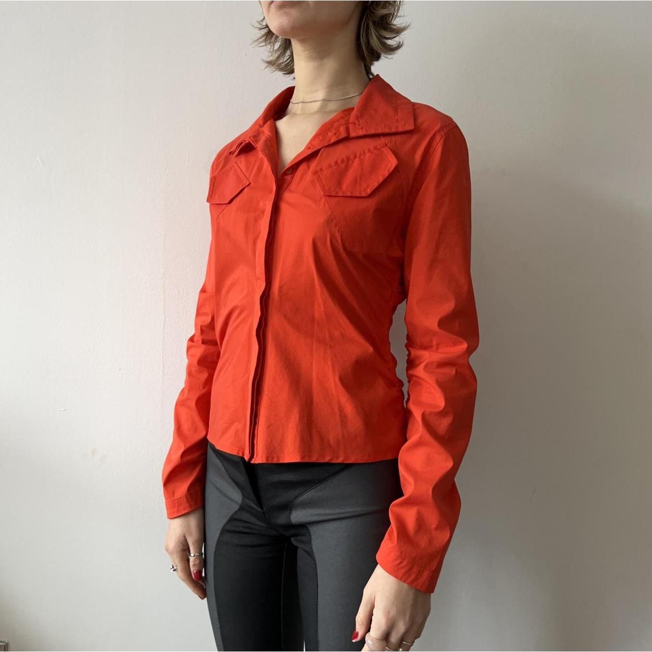 PEDRO DEL HIERRO bright orange / red shirt with... - Depop