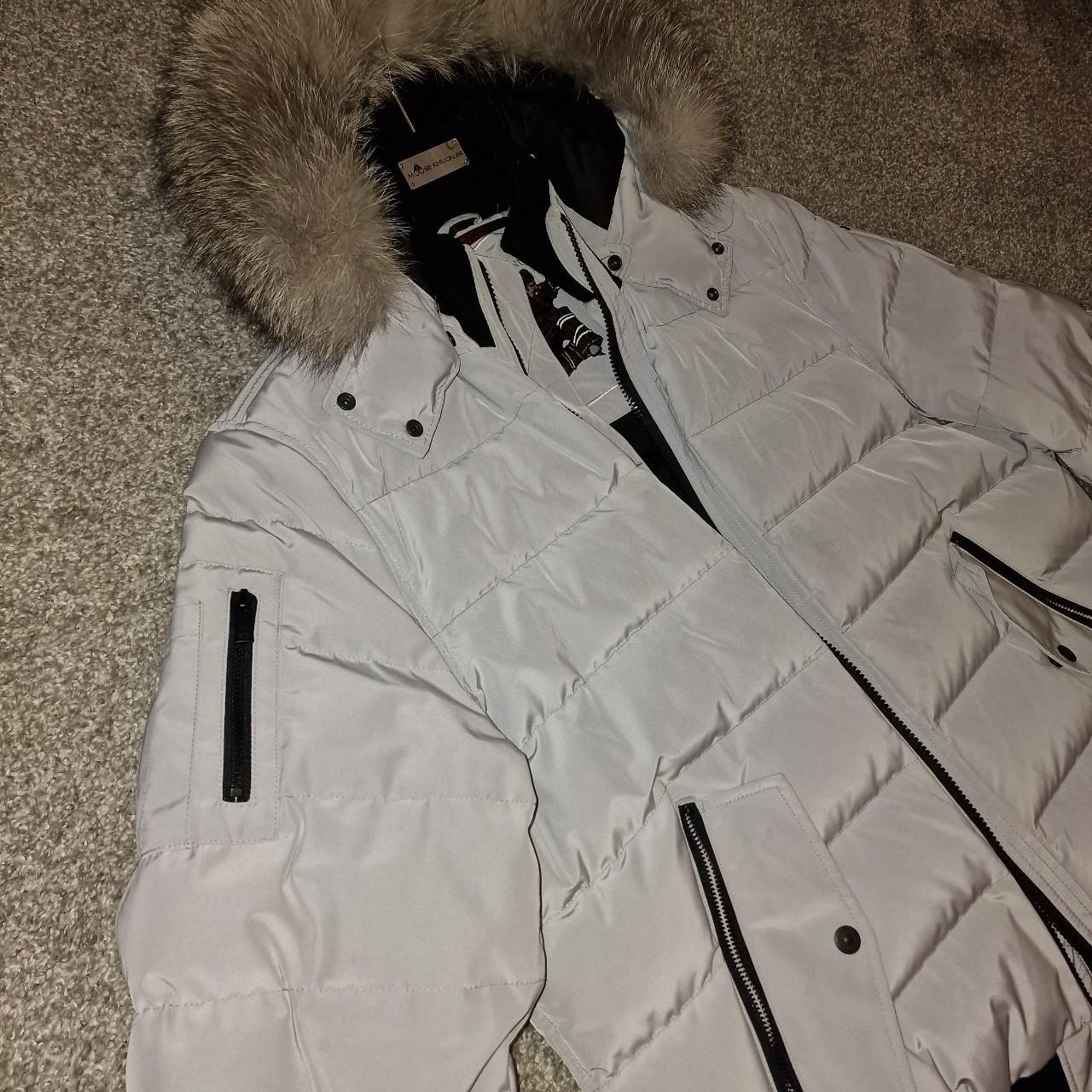 Mens grey moose knuckles bomber coat Excellent... - Depop
