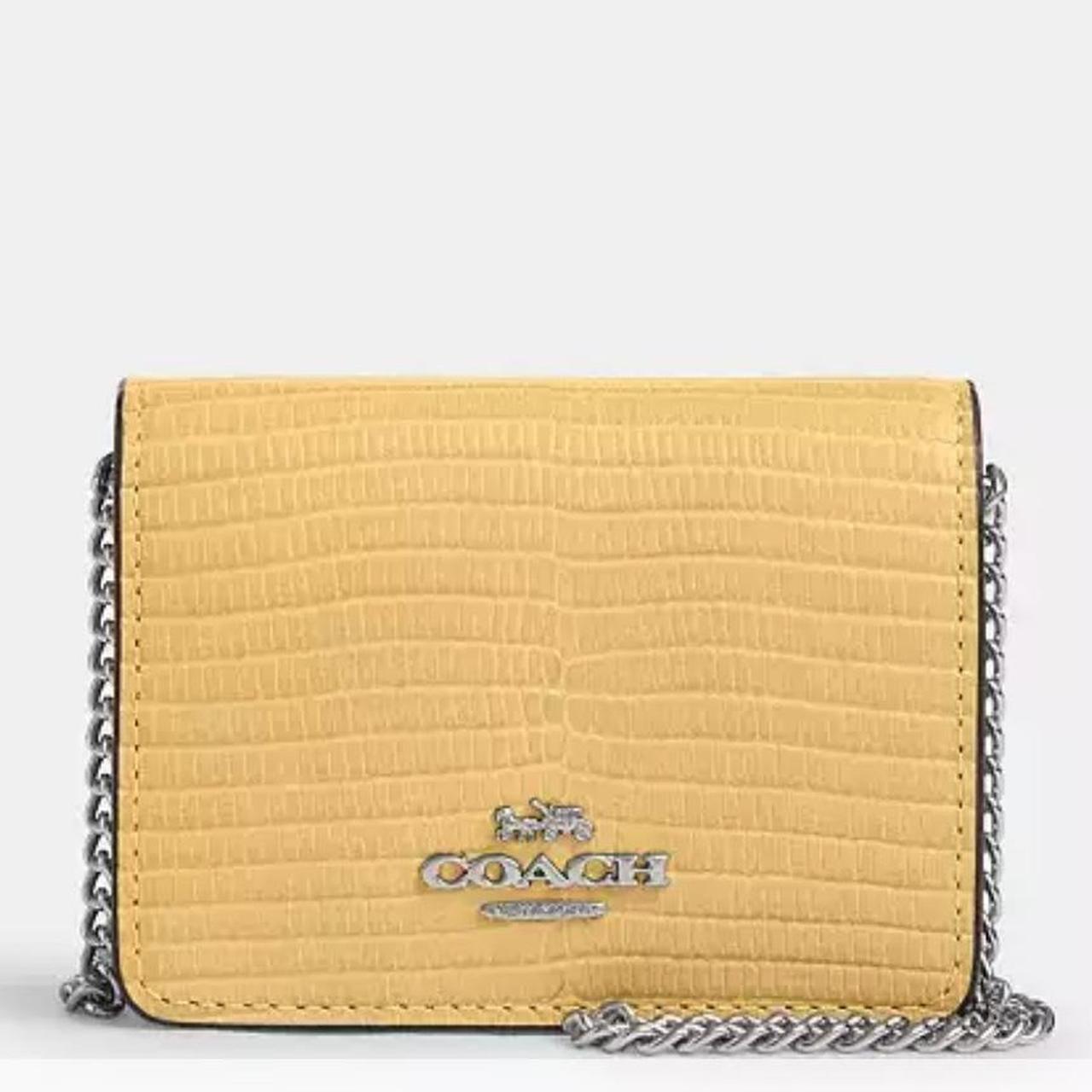 Yellow coach card holder (Wallet on a chain) - Depop