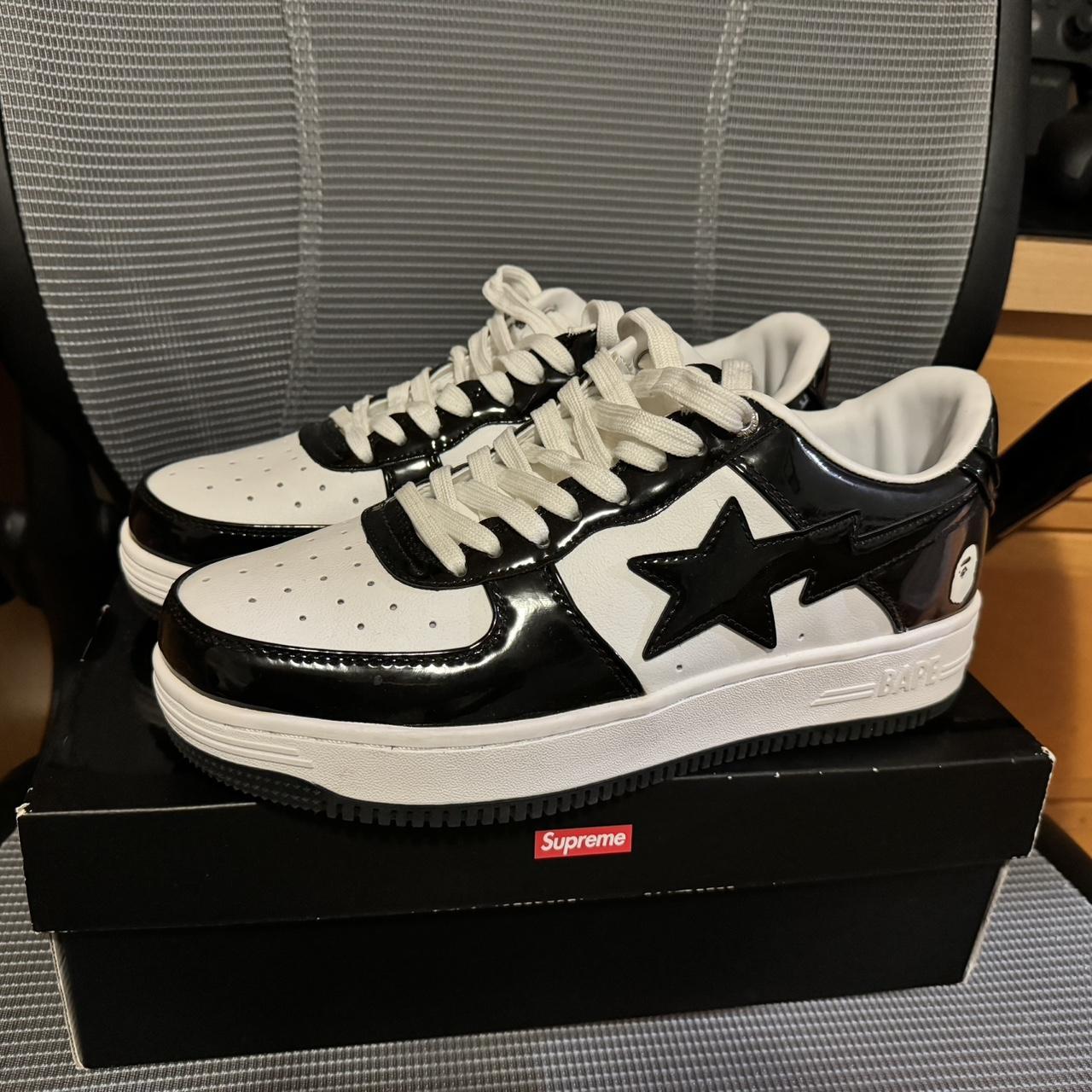 Black and White Bapestas - Depop