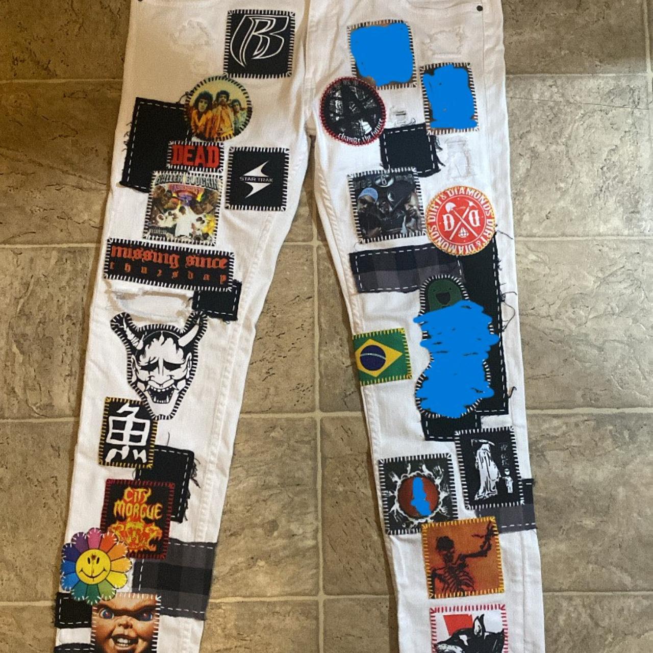 custom white sosmula punk MST jeans remake size... - Depop