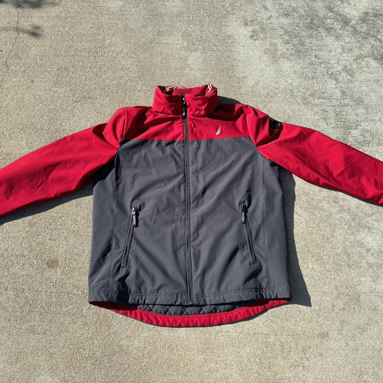 #Nautica #Jacket Red and Gray Size : Large Chest :... - Depop