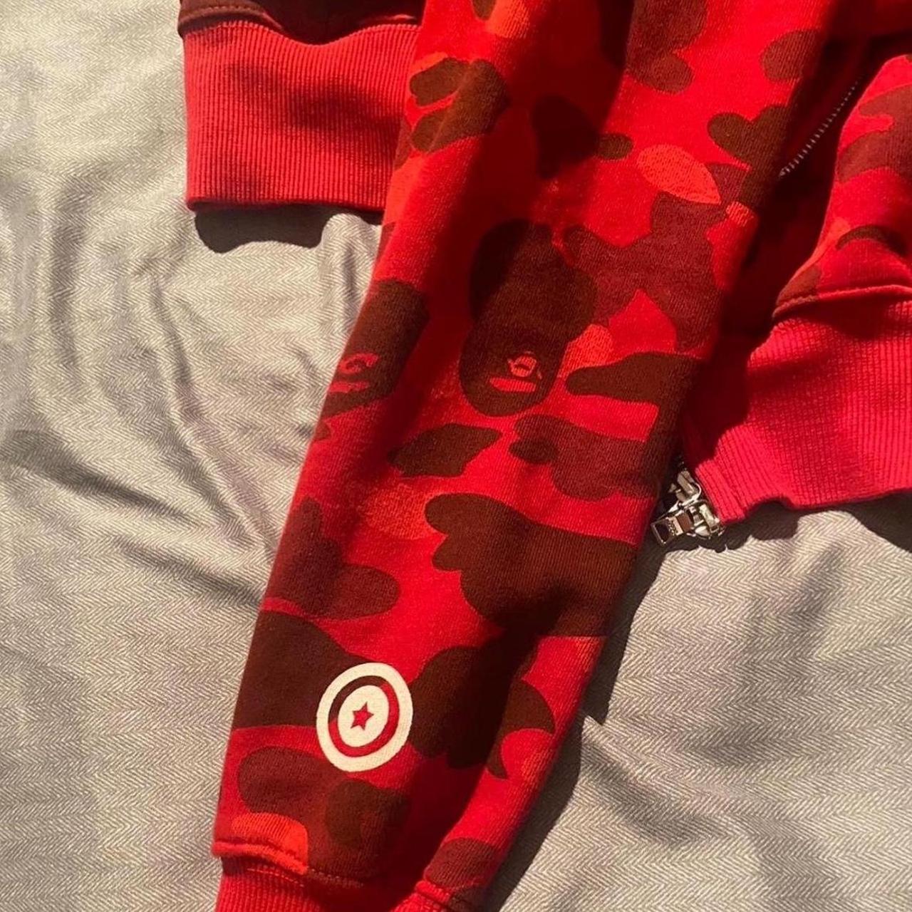 Red and brown Bape zip up hoodie DM BEFORE BUYING - Depop