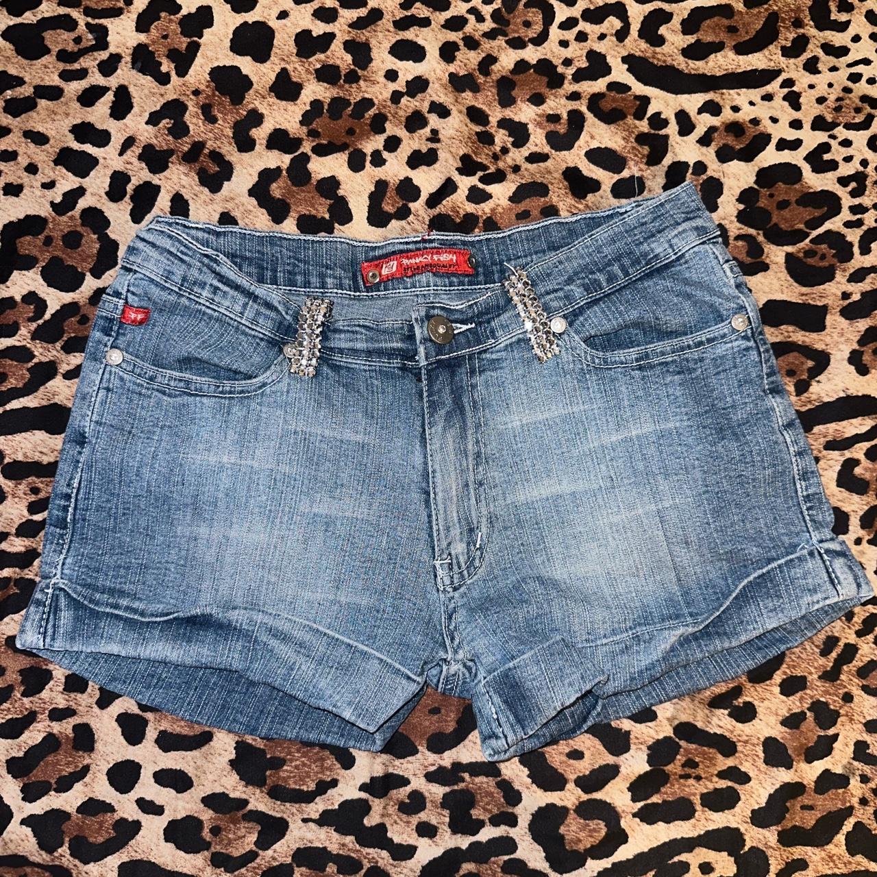 Y2K punky fish denim shorts | Depop