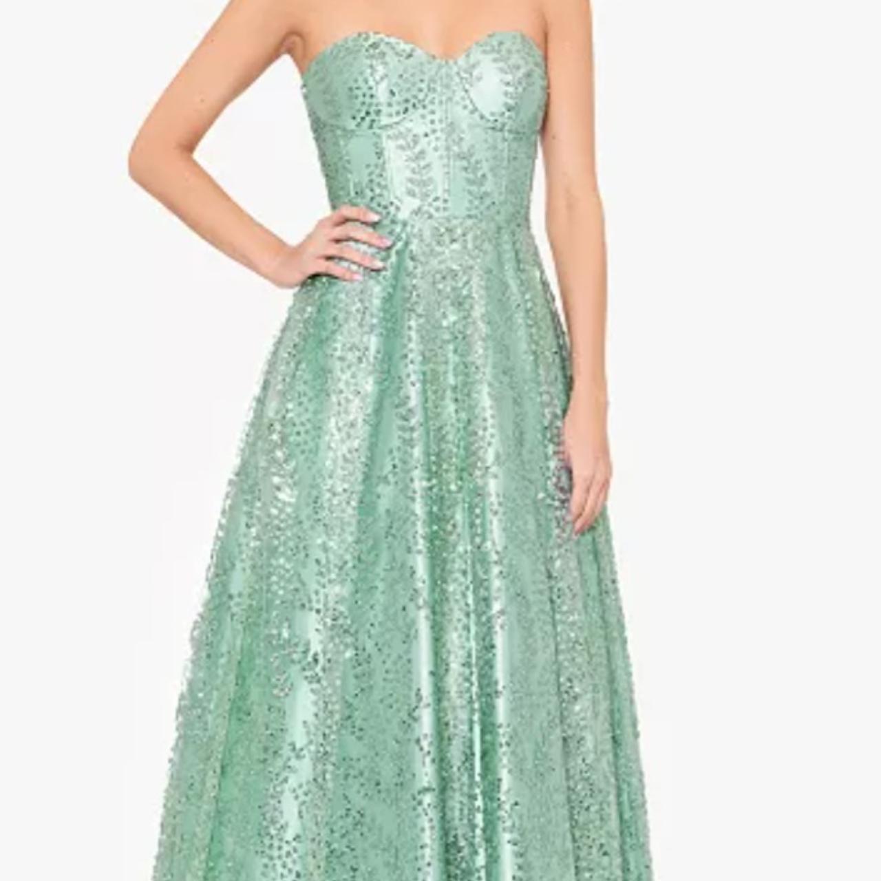 This stunning light green ball #gown from Macy's is... - Depop