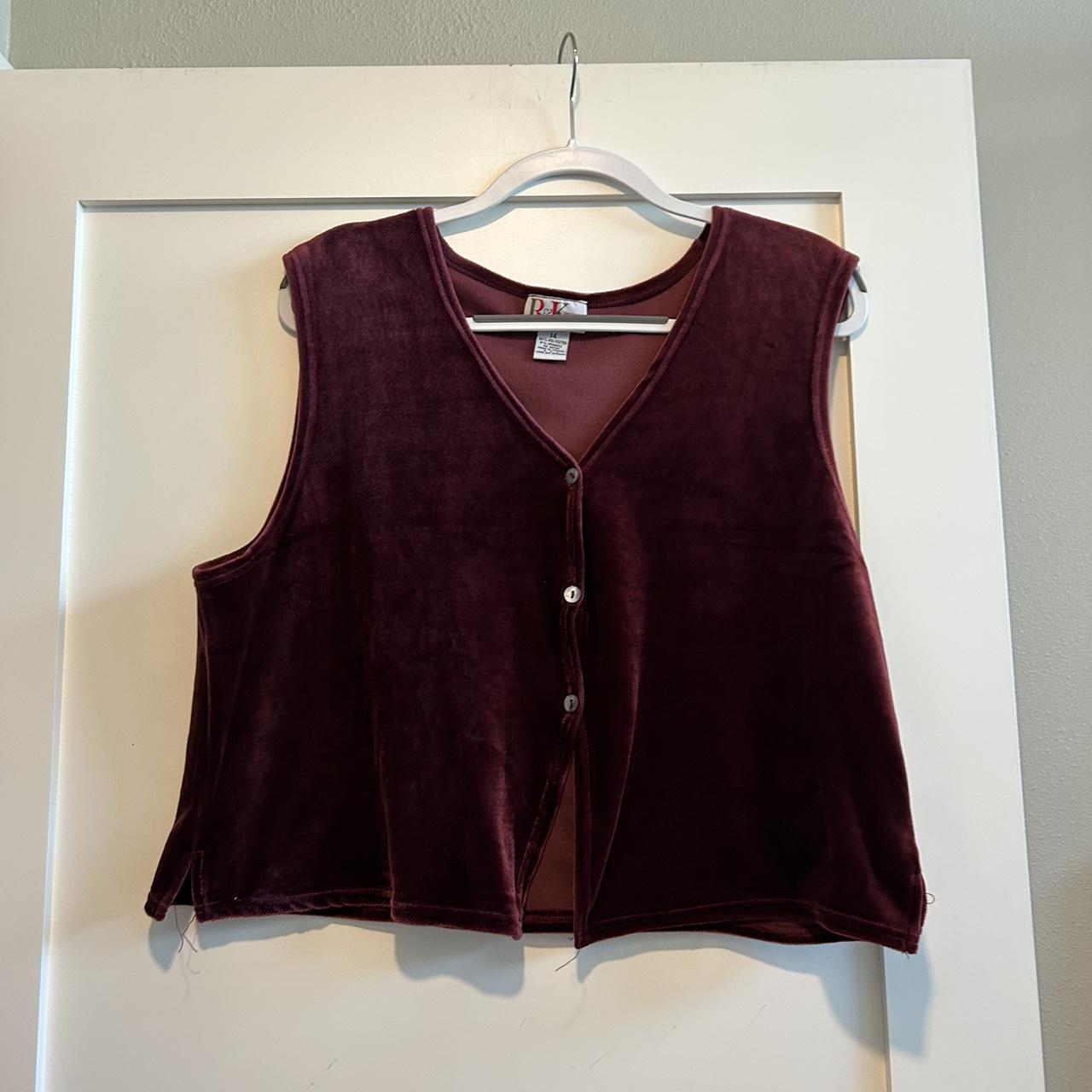 Vintage velvet button down vest in a size large - Depop