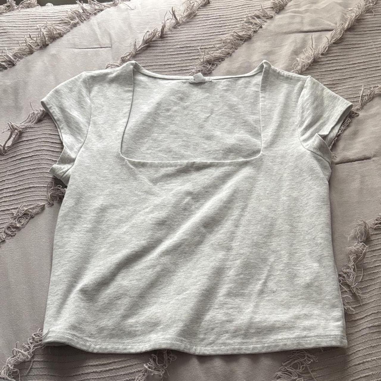 Garage Portia grey/white square neck top | Depop