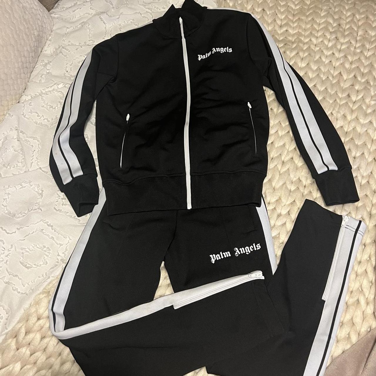 Mens black palm angels tracksuit Size small top Size... - Depop