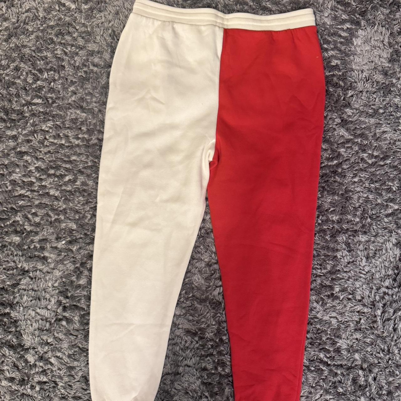 Coca-Cola red and white sweatpants size kids... | Depop